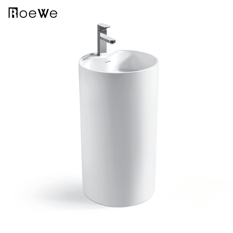 bathroom pedestal sink solid surface floor standing hand washing basin ...
